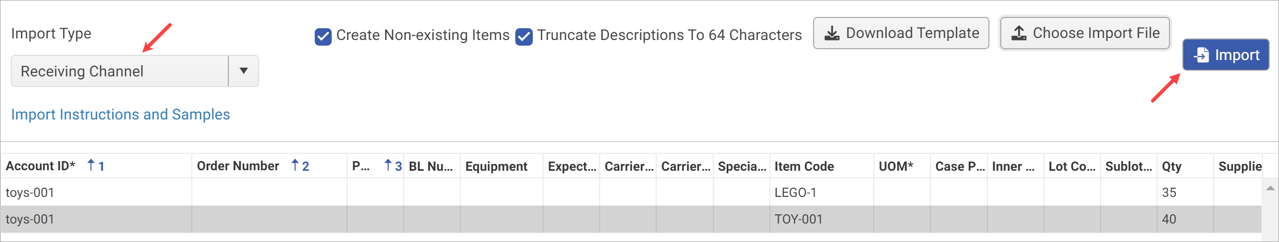 Import - Receiving – Da Vinci Unified