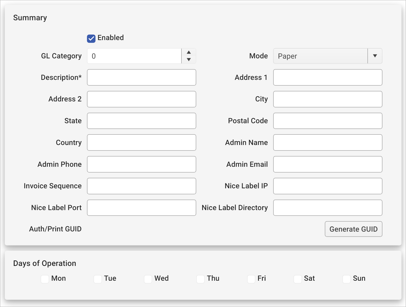 Warehouse-Terminal (Settings) – Da Vinci Unified