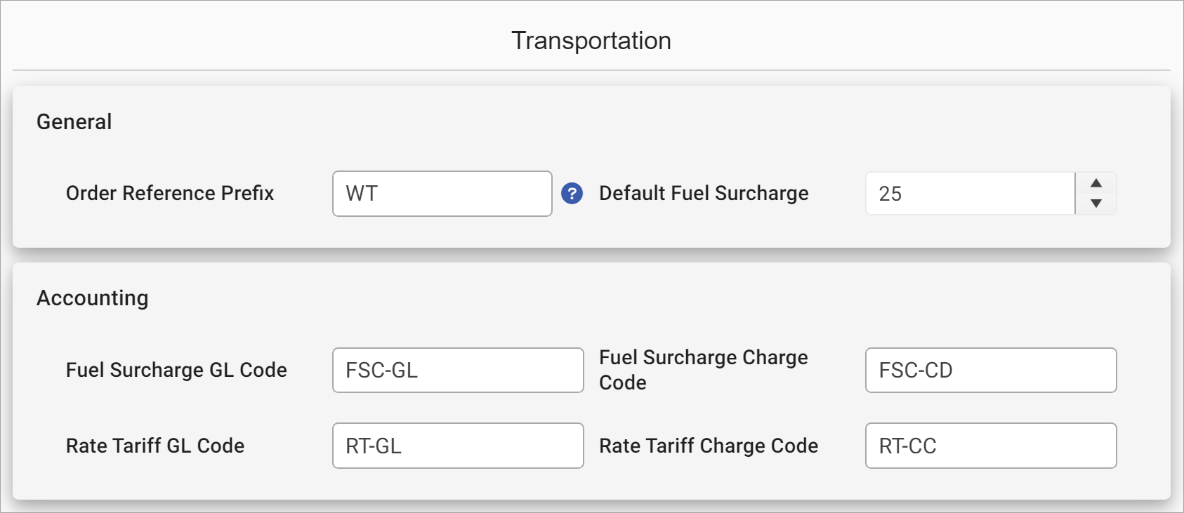 Transportation (System Parameters) – Da Vinci Unified