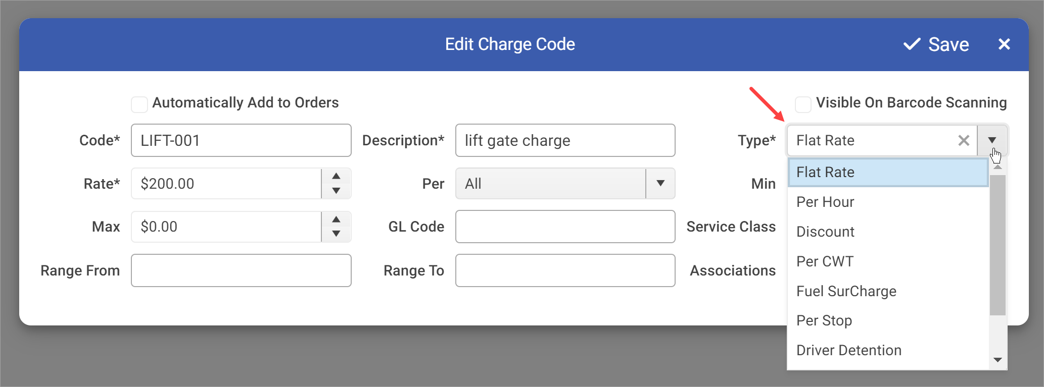 Create Carrier Charge Codes – Da Vinci Unified