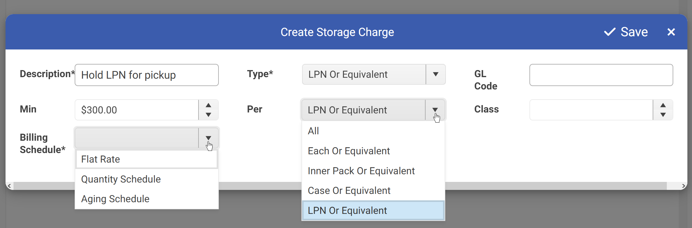 Storage Charges – Da Vinci Unified
