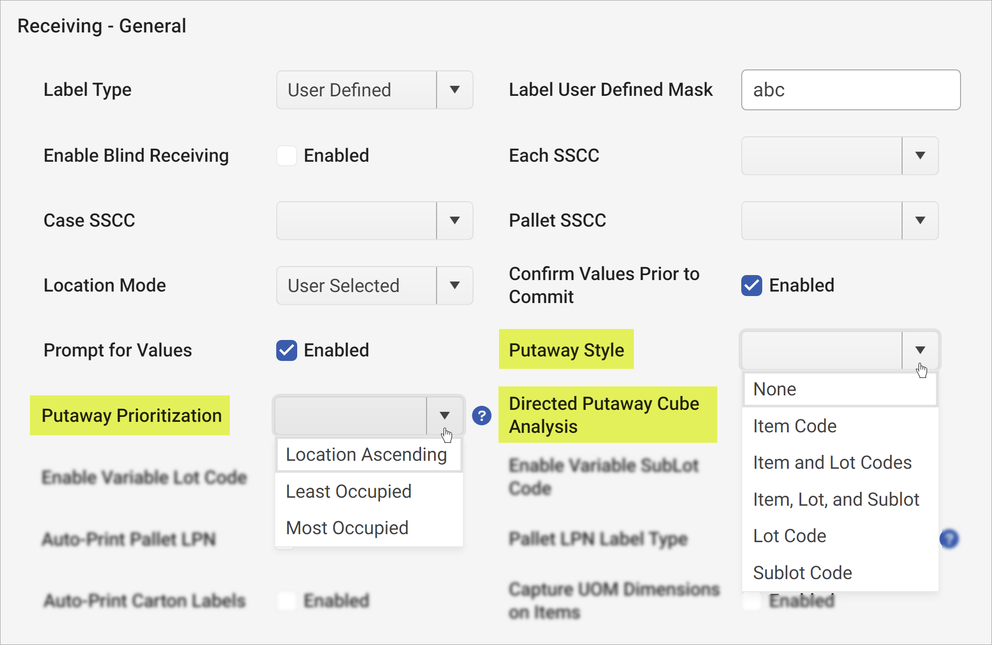 Putaway Requirements – Da Vinci Unified