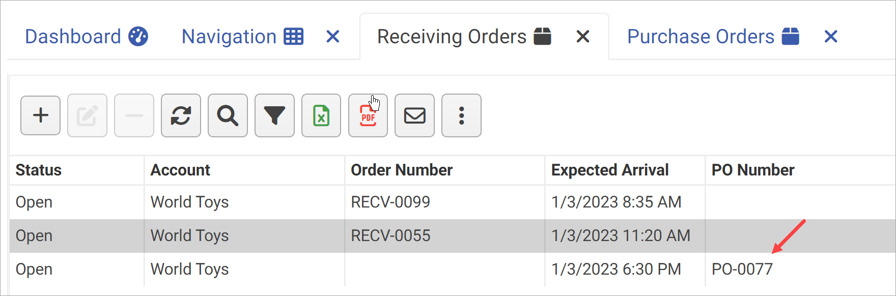 Convert a PO into a Receiving Order – Da Vinci Unified