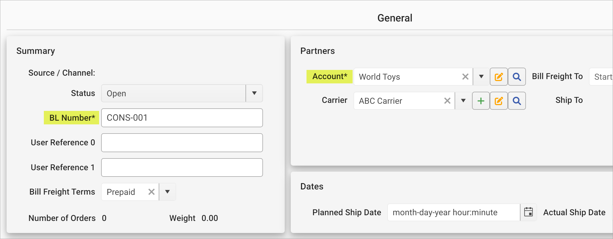 Consolidated Bill of Lading – Da Vinci Unified