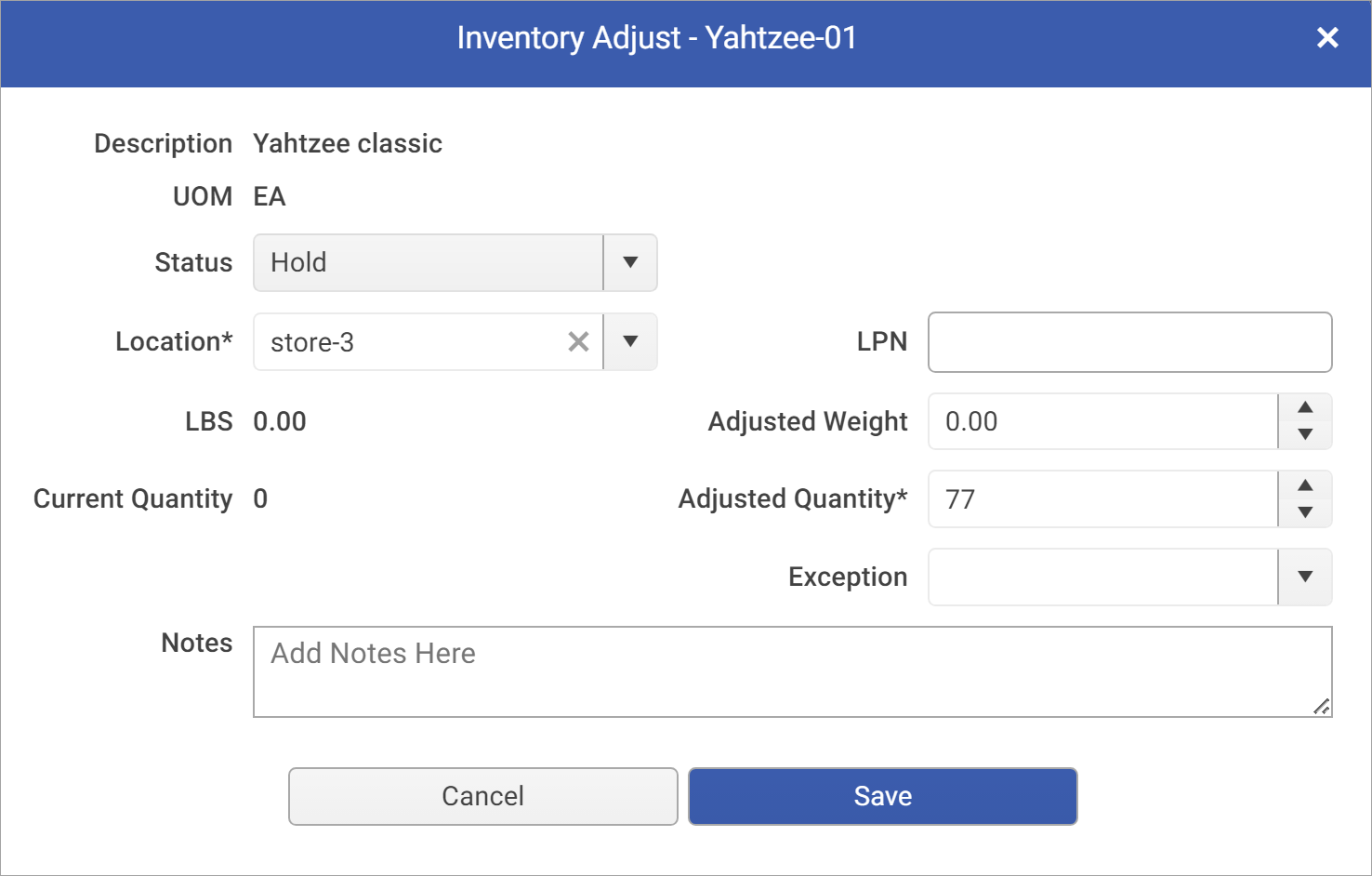 Adjust Inventory (Items/SKUs) – Da Vinci Unified