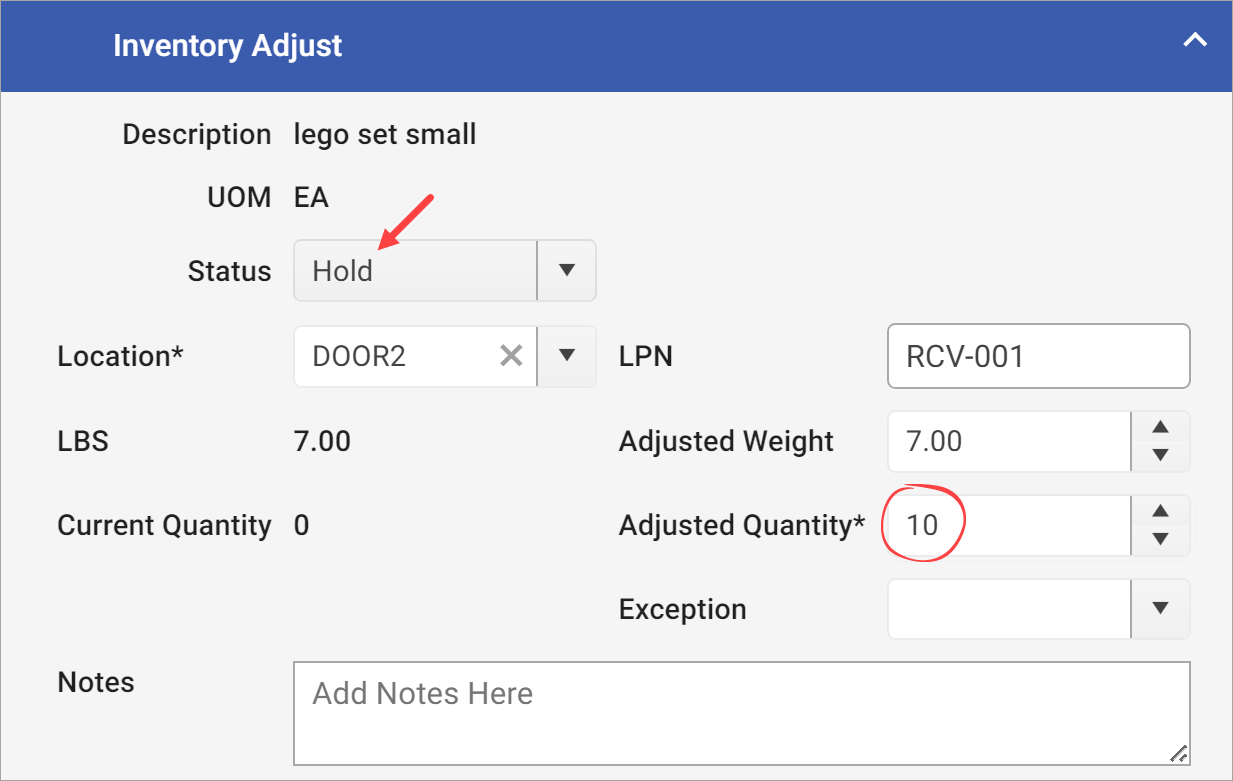 Inventory Adjust (UI) – Da Vinci Unified