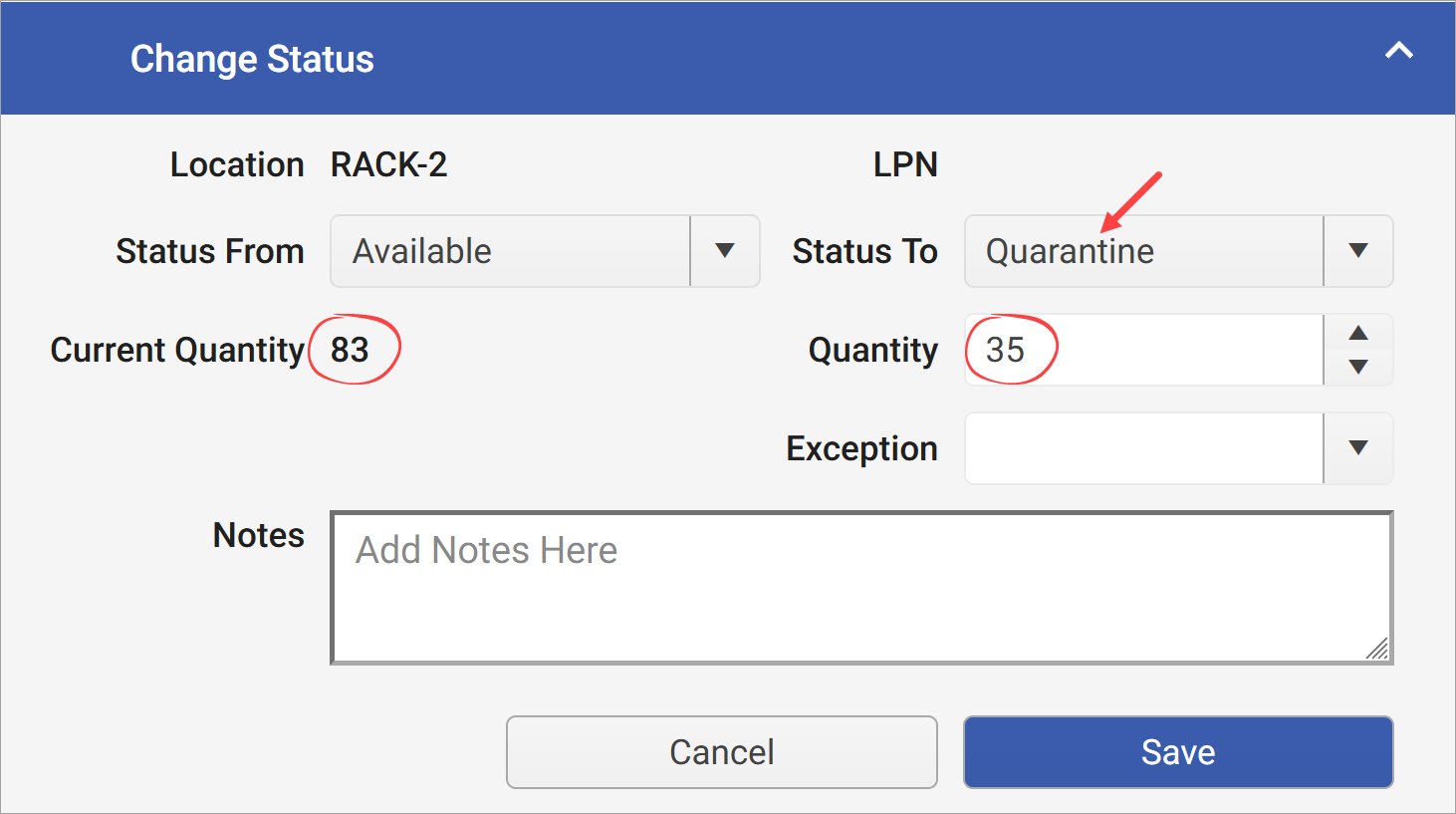 Change Inventory Status – Da Vinci Unified