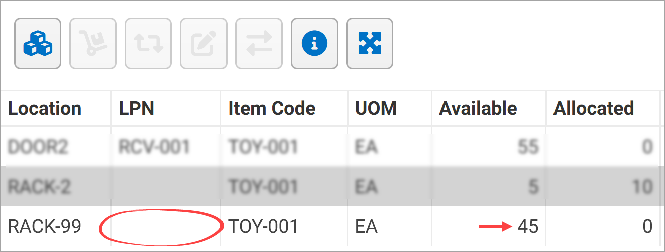 Relocate a Partial LPN (Barcode) – Da Vinci Unified
