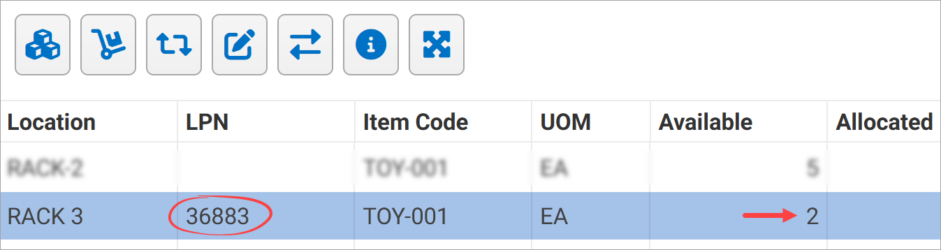 Relocate a Partial LPN (Barcode) – Da Vinci Unified