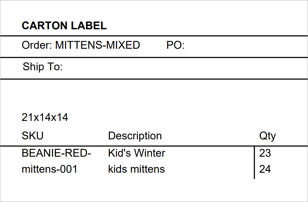 Sample Shipping Order - Cartonization – Da Vinci Unified