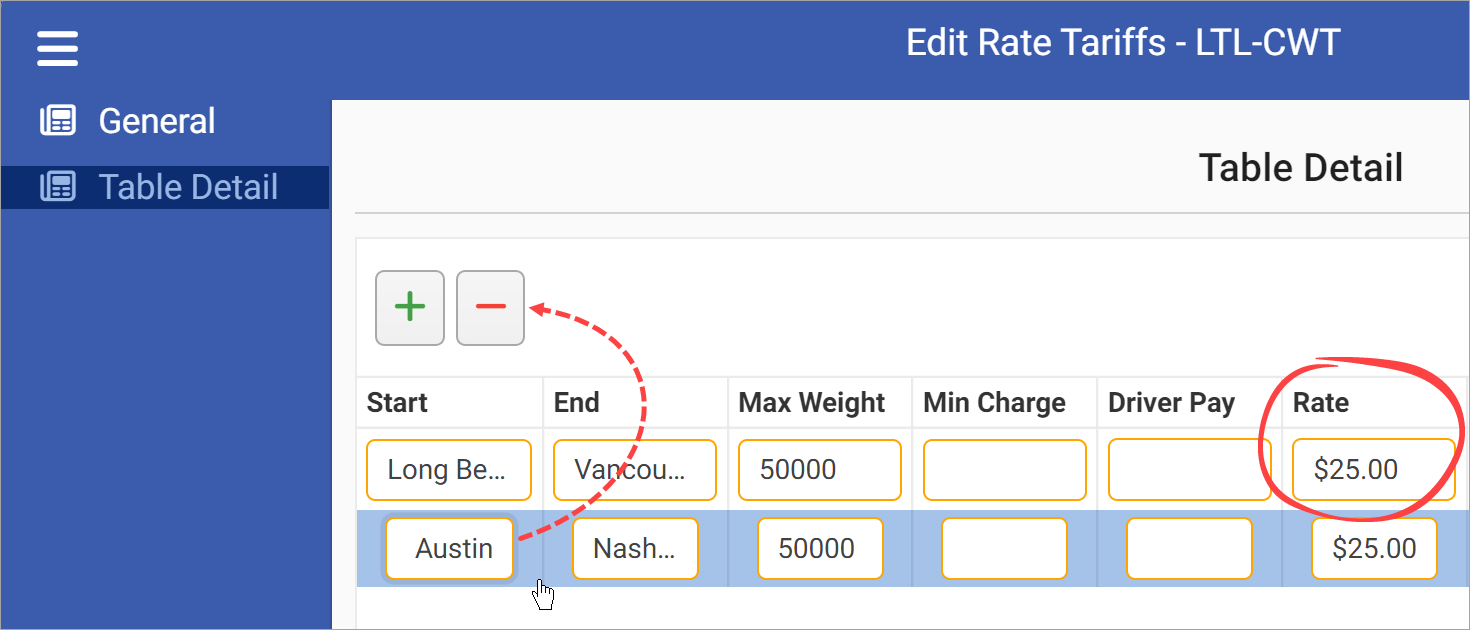 Create a CWT Rate Tariff – Da Vinci Unified