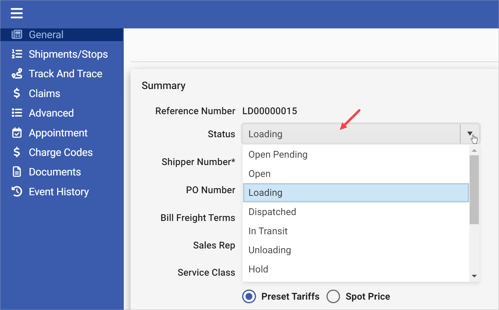Update Load Status – Da Vinci Unified
