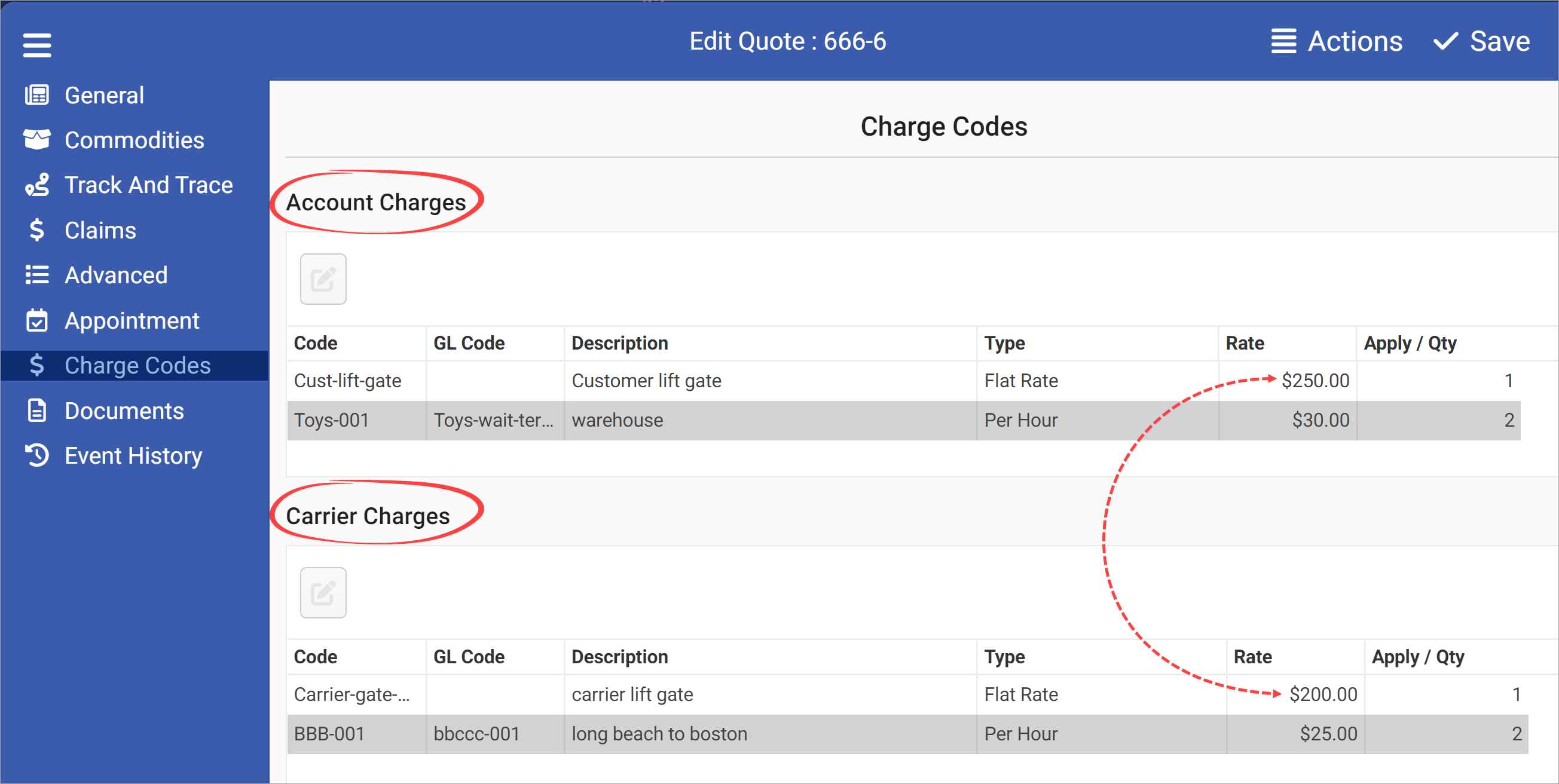 Charge Codes (TMS) – Da Vinci Unified